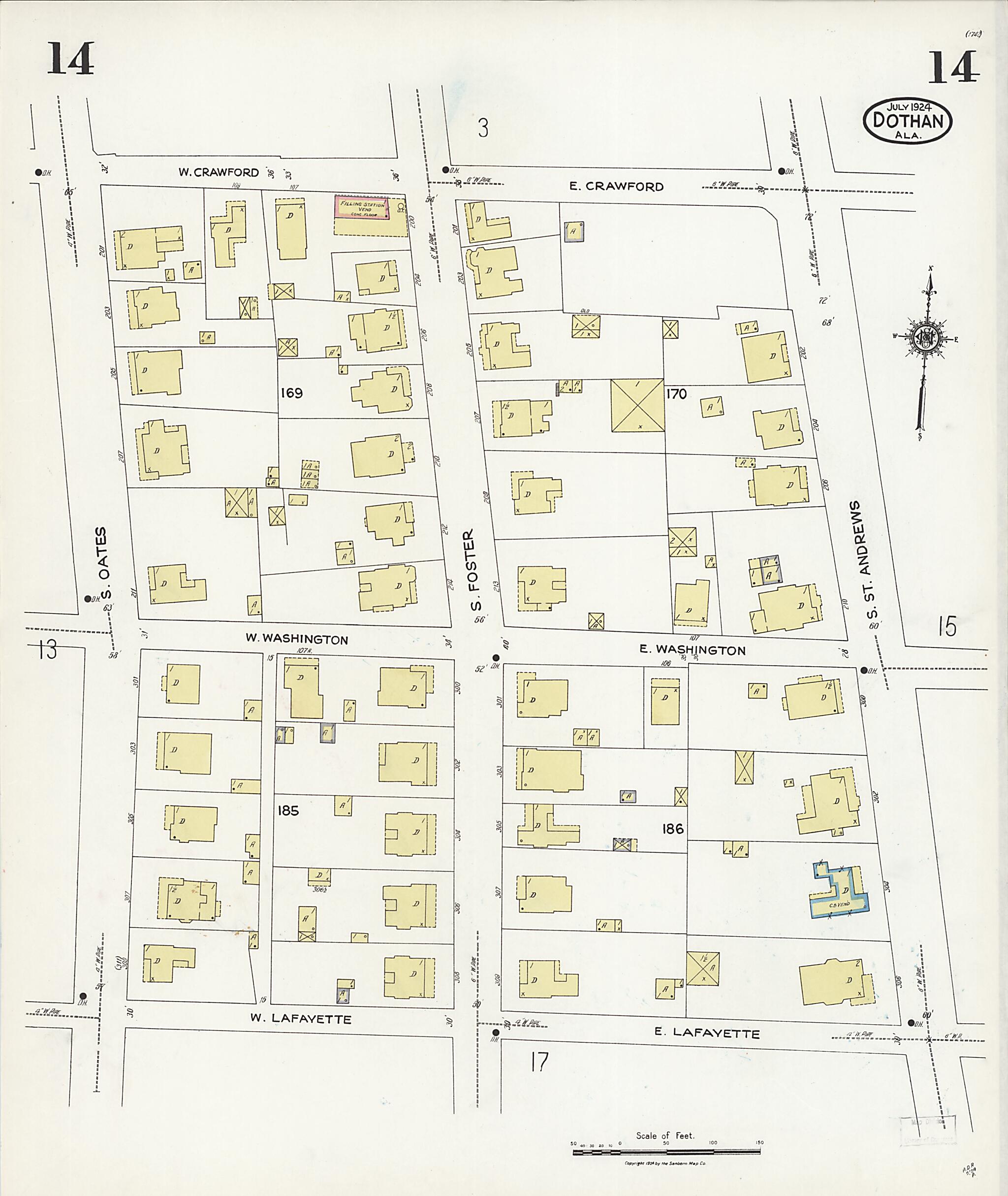 Old Map of Dothan, Houston County, Alabama [1924] Dothan, Houston ...