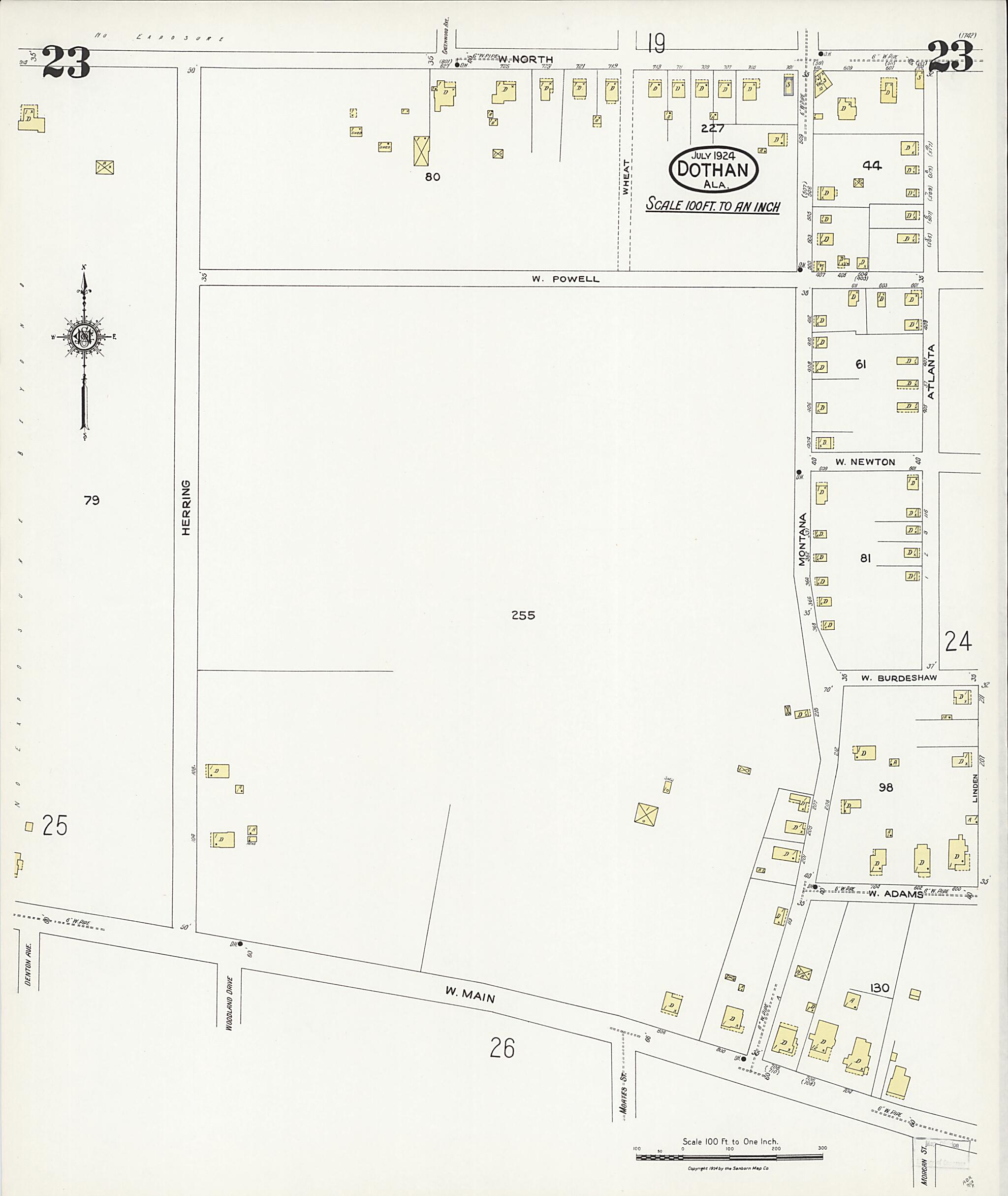 Old Map of Dothan, Houston County, Alabama [1924] Dothan, Houston ...