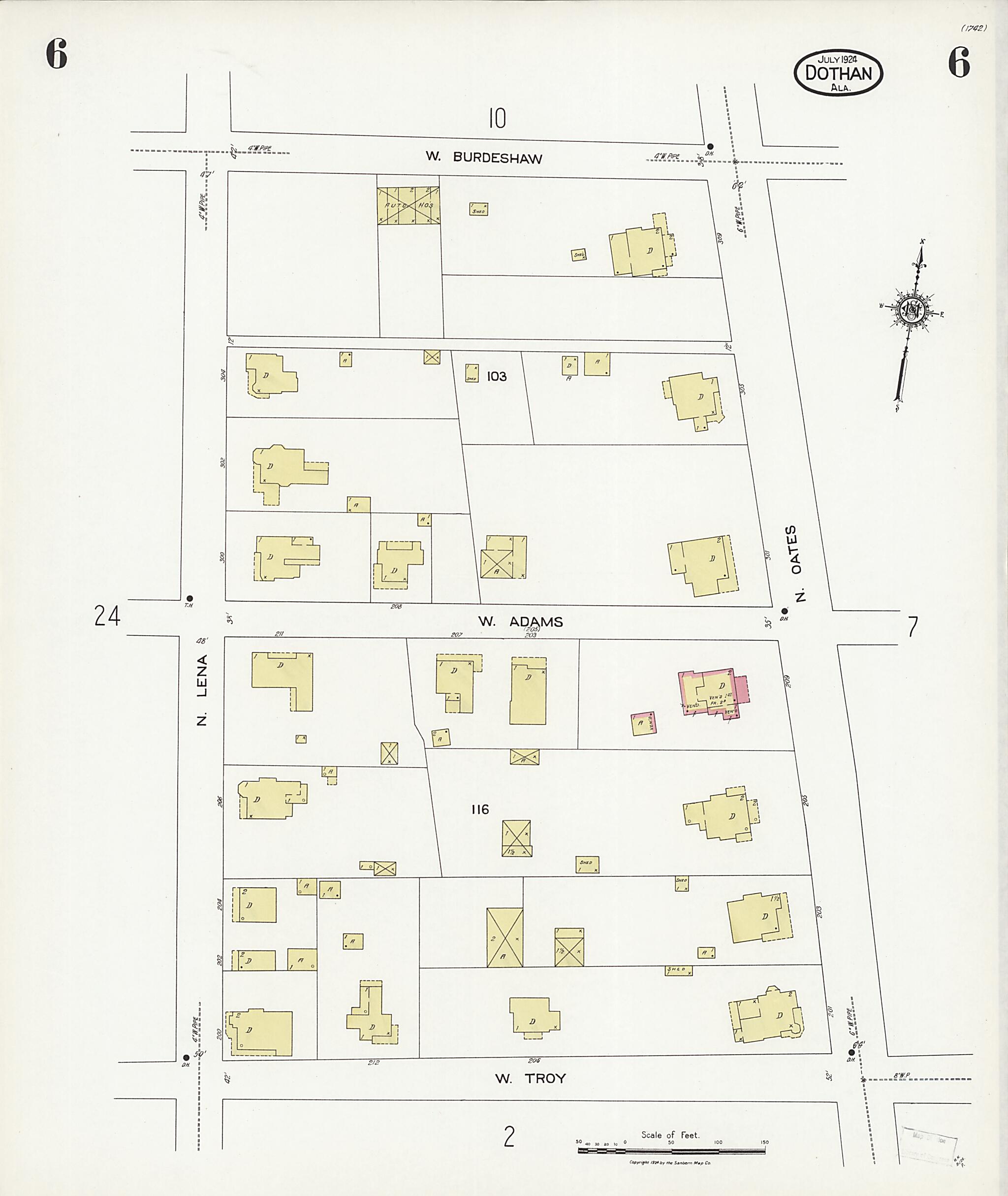 Old Map of Dothan, Houston County, Alabama [1924] Dothan, Houston ...