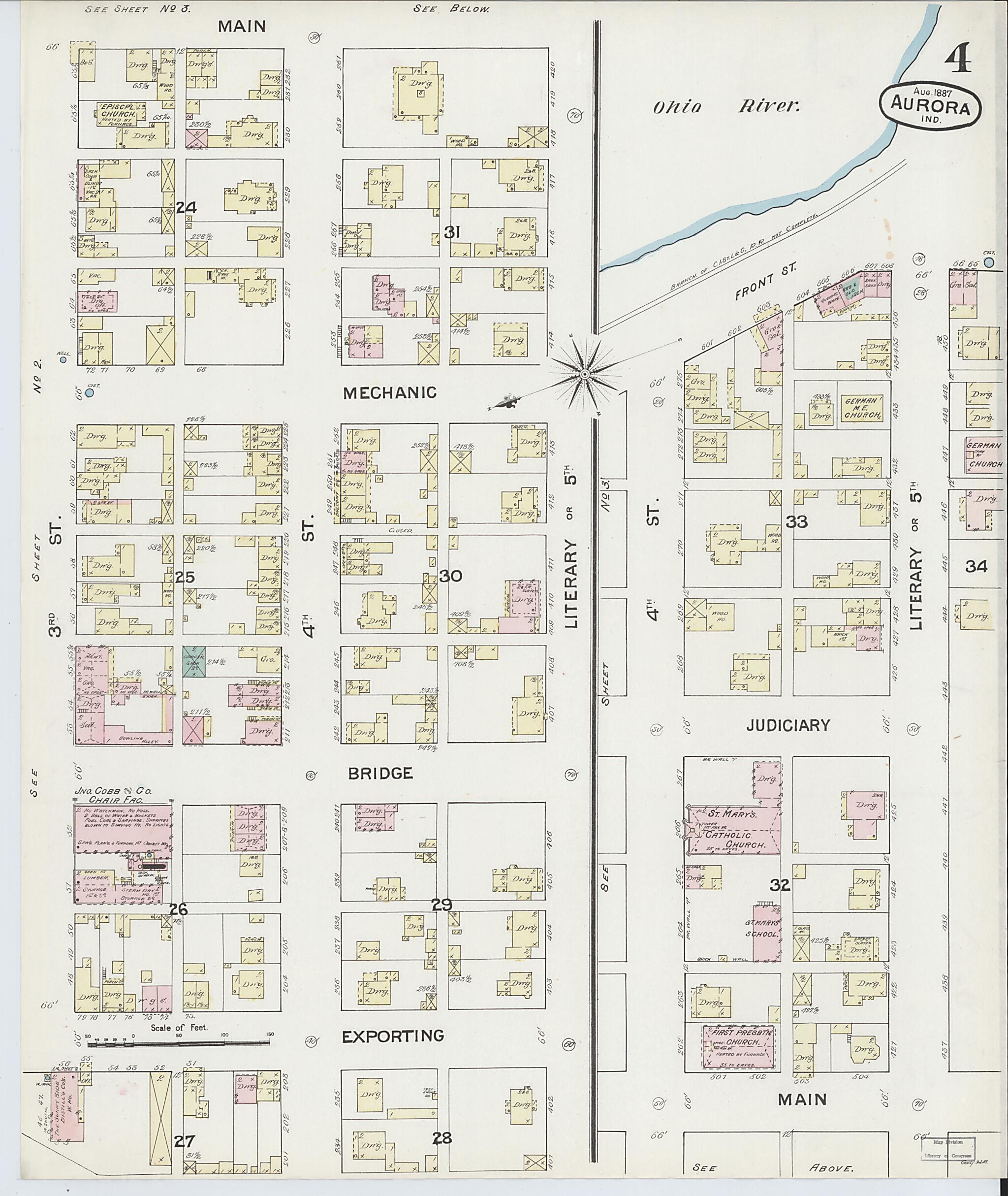 Old Map of Aurora, Dearborn County, Indiana [1887] Aurora, Dearborn ...