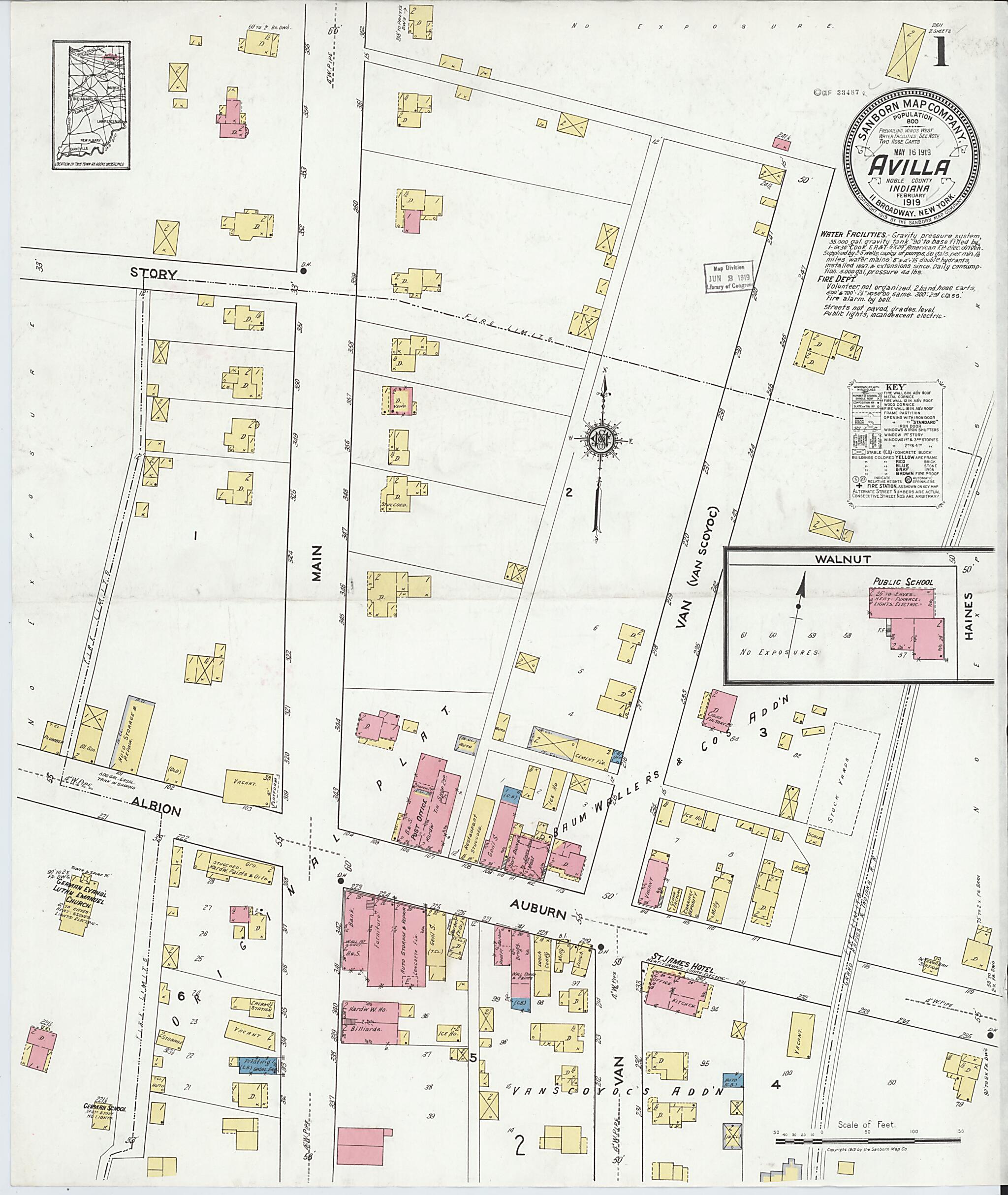 Old Map of Avilla, Noble County, Indiana [1919] Avilla, Noble County ...