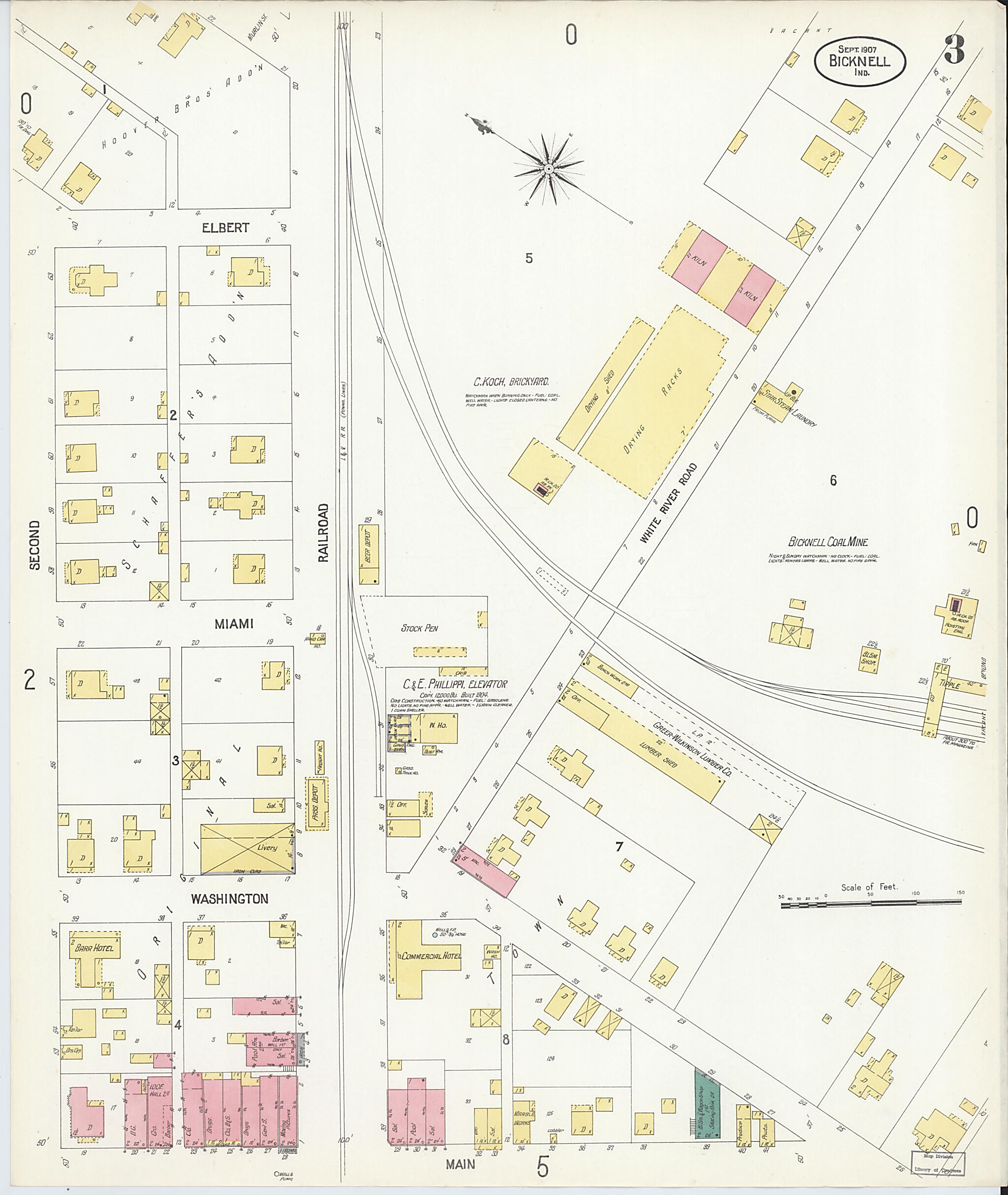 Old Map of Bicknell, Knox County, Indiana [1907] Bicknell, Knox County ...