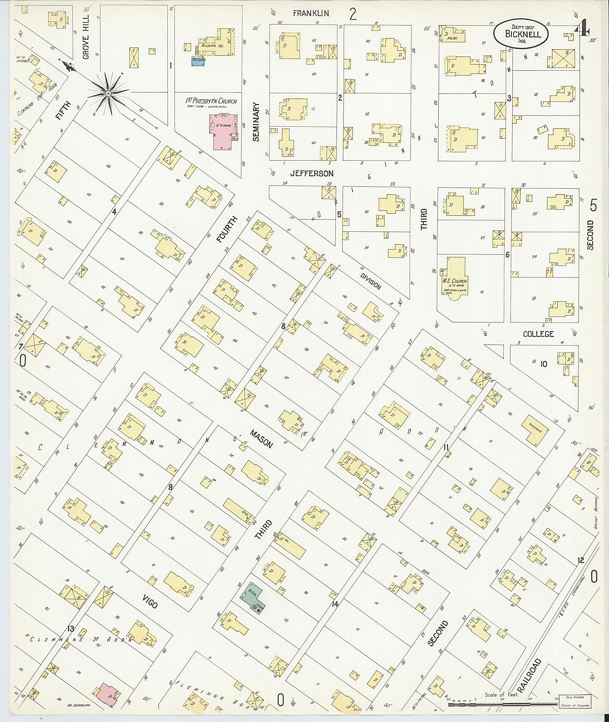 Old Map of Bicknell, Knox County, Indiana [1907] Bicknell, Knox County ...
