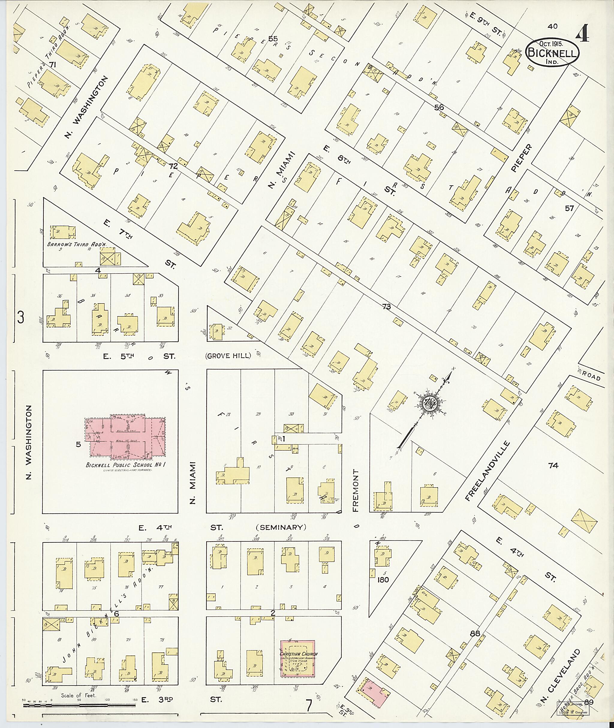 Old Map of Bicknell, Knox County, Indiana [1915] Bicknell, Knox County ...
