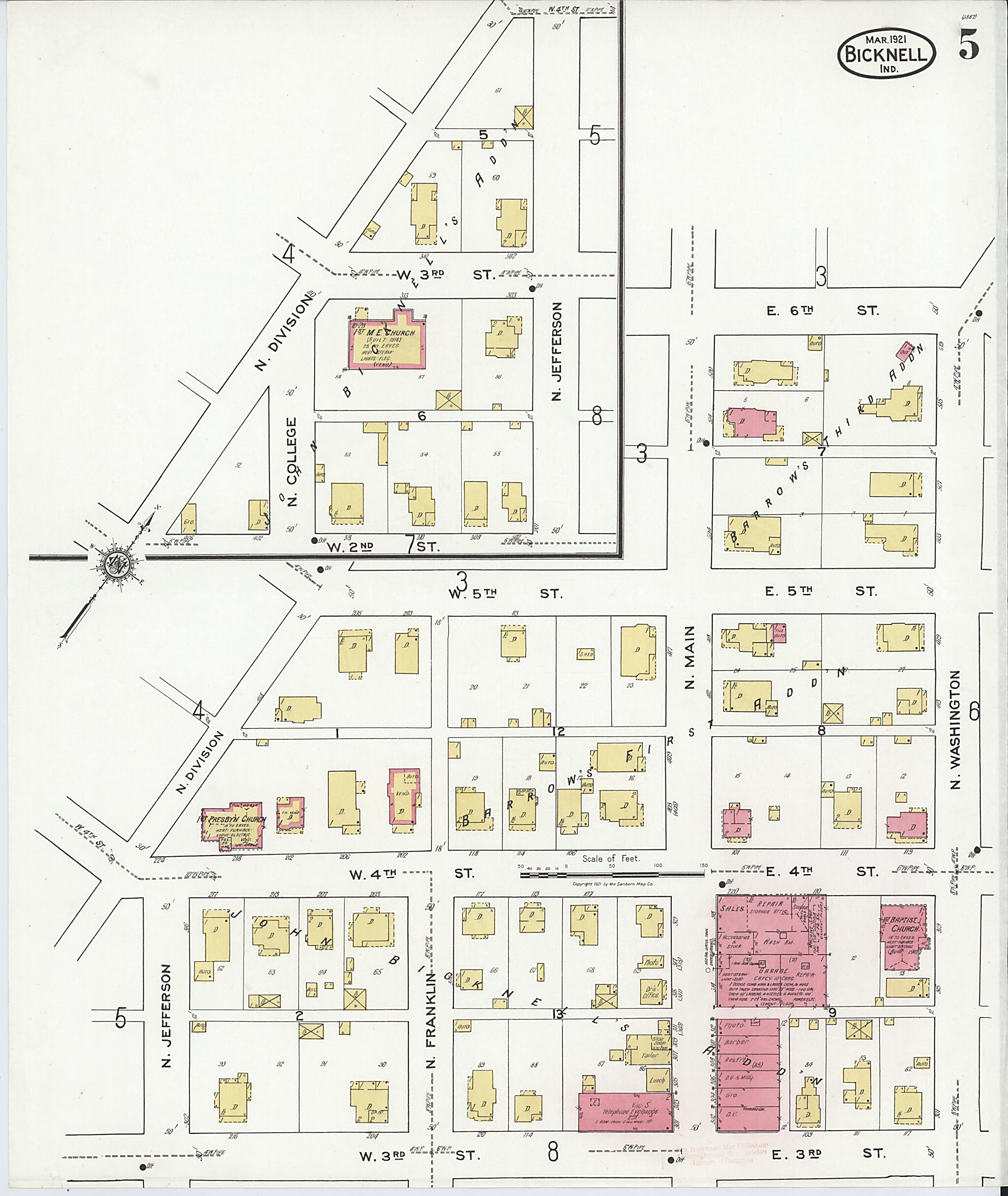 Old Map of Bicknell, Knox County, Indiana [1921] Bicknell, Knox County ...