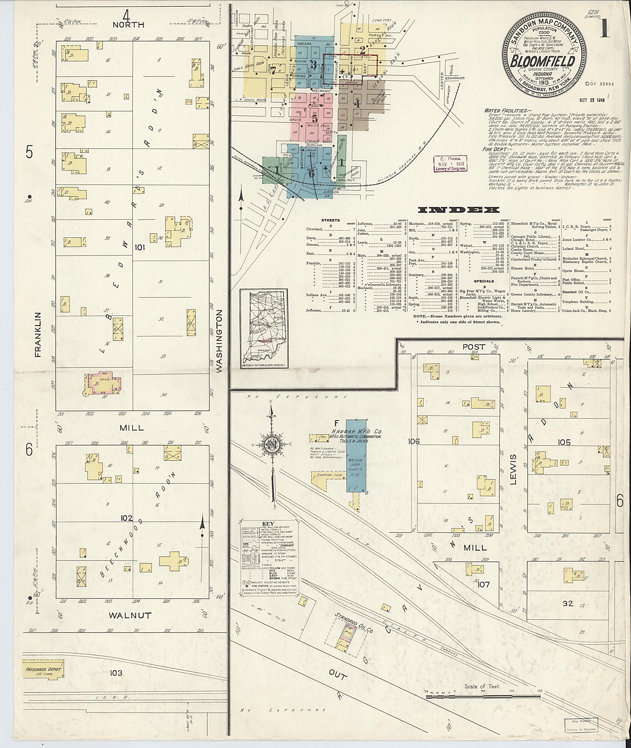 Old Map of Bloomfield, Greene County, Indiana [1913] Bloomfield, Greene ...