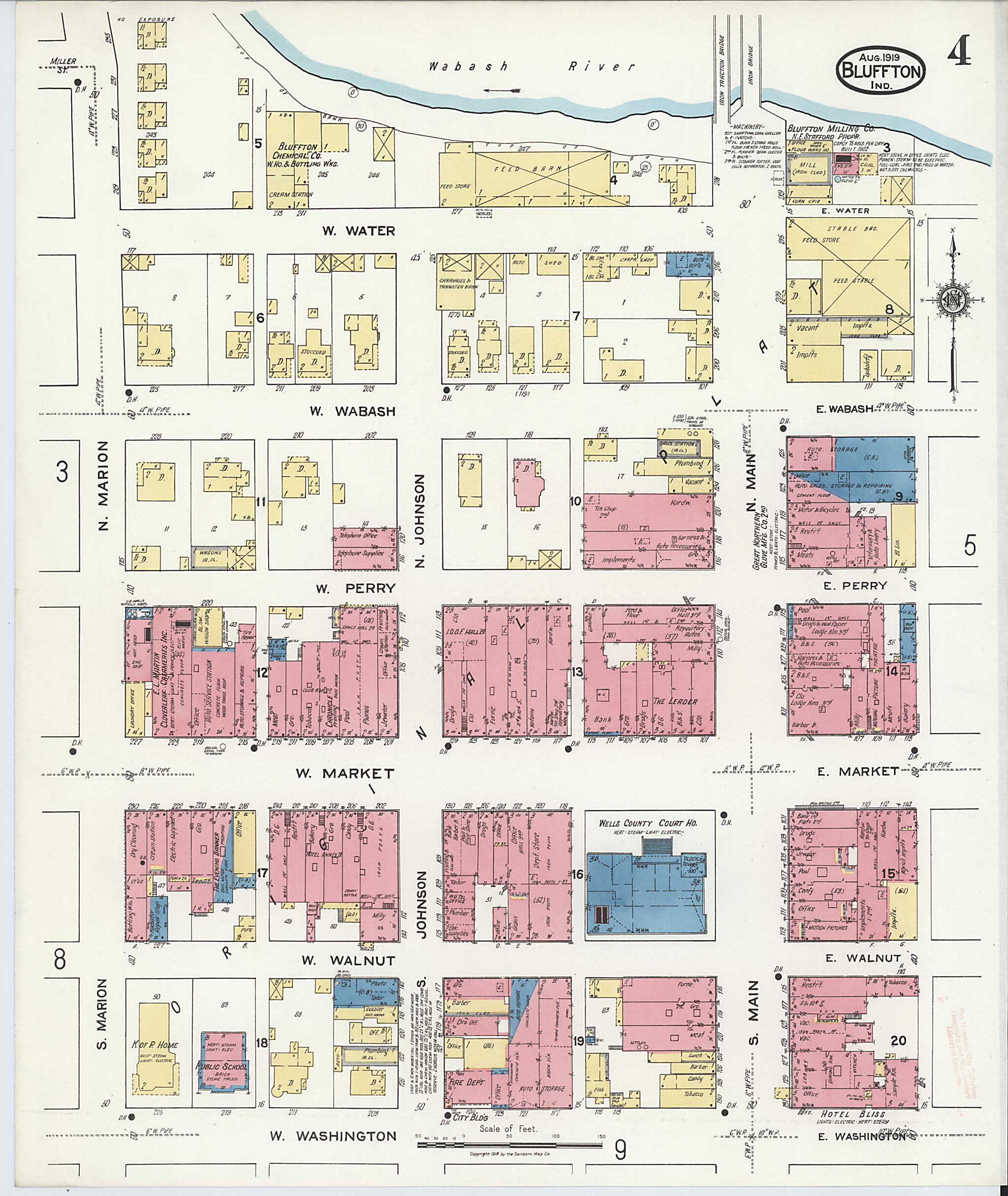 Old Map of Bluffton, Wells County, Indiana [1919] Bluffton, Wells ...