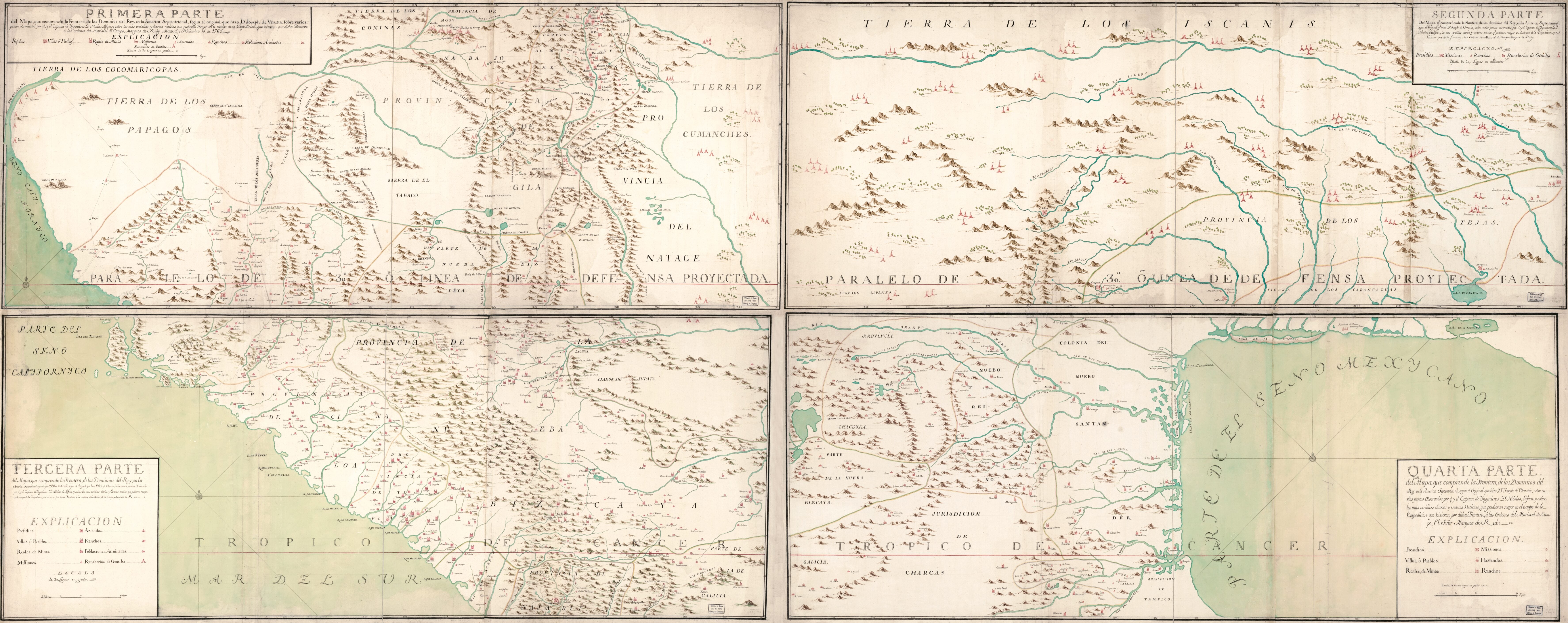 Mapa, Que Comprende La Frontera, De Los Dominios Del Rey, En La America ...