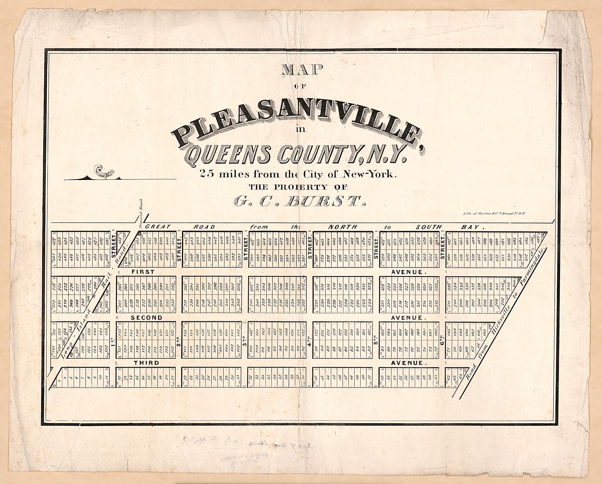 Old Map of Hicksville, New York, New York (State), Pleasantville [1880 ...