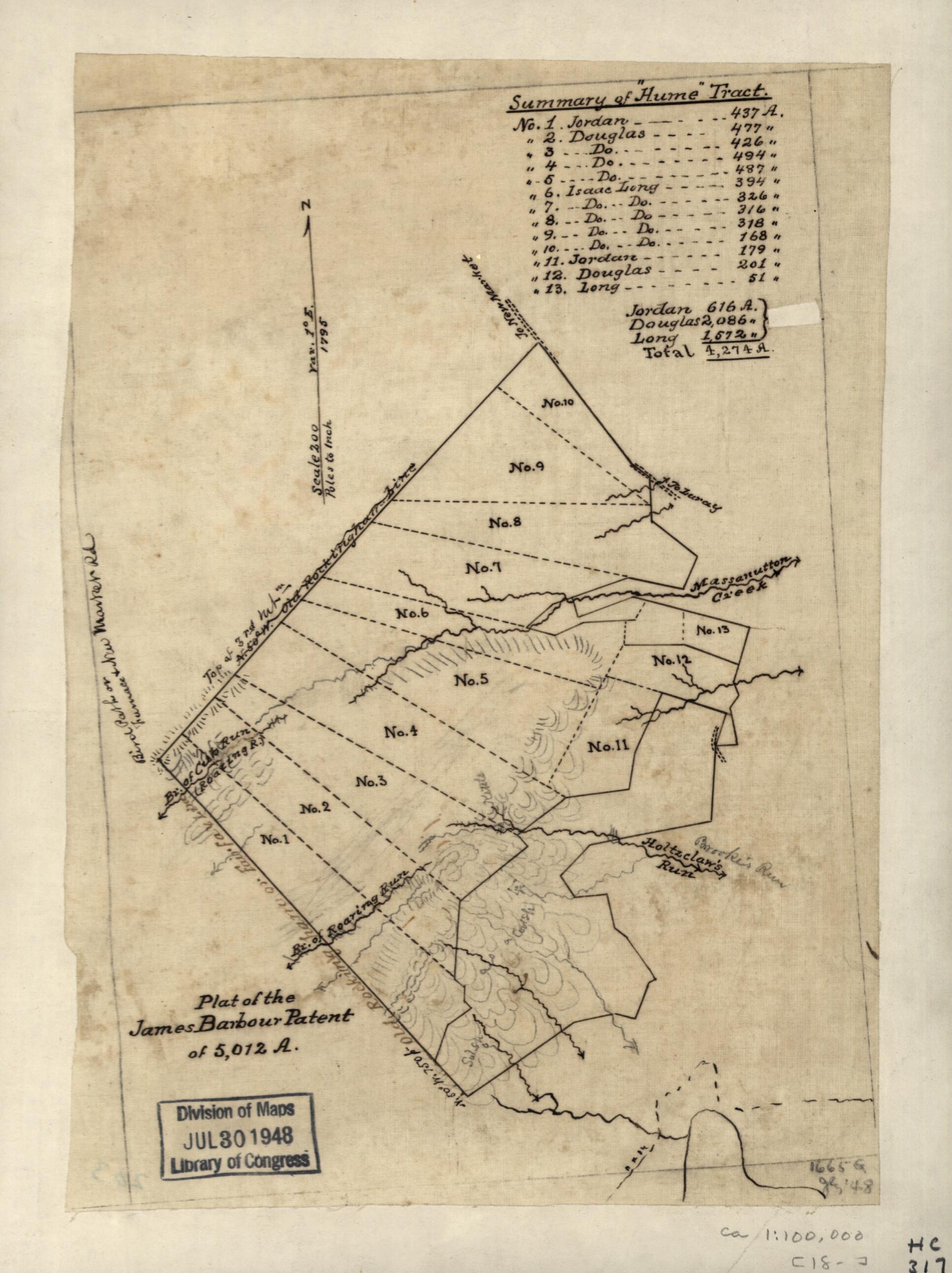 Plat of the James Barbour Patent of 5,012 A from 1870 Old Map Print (11 ...