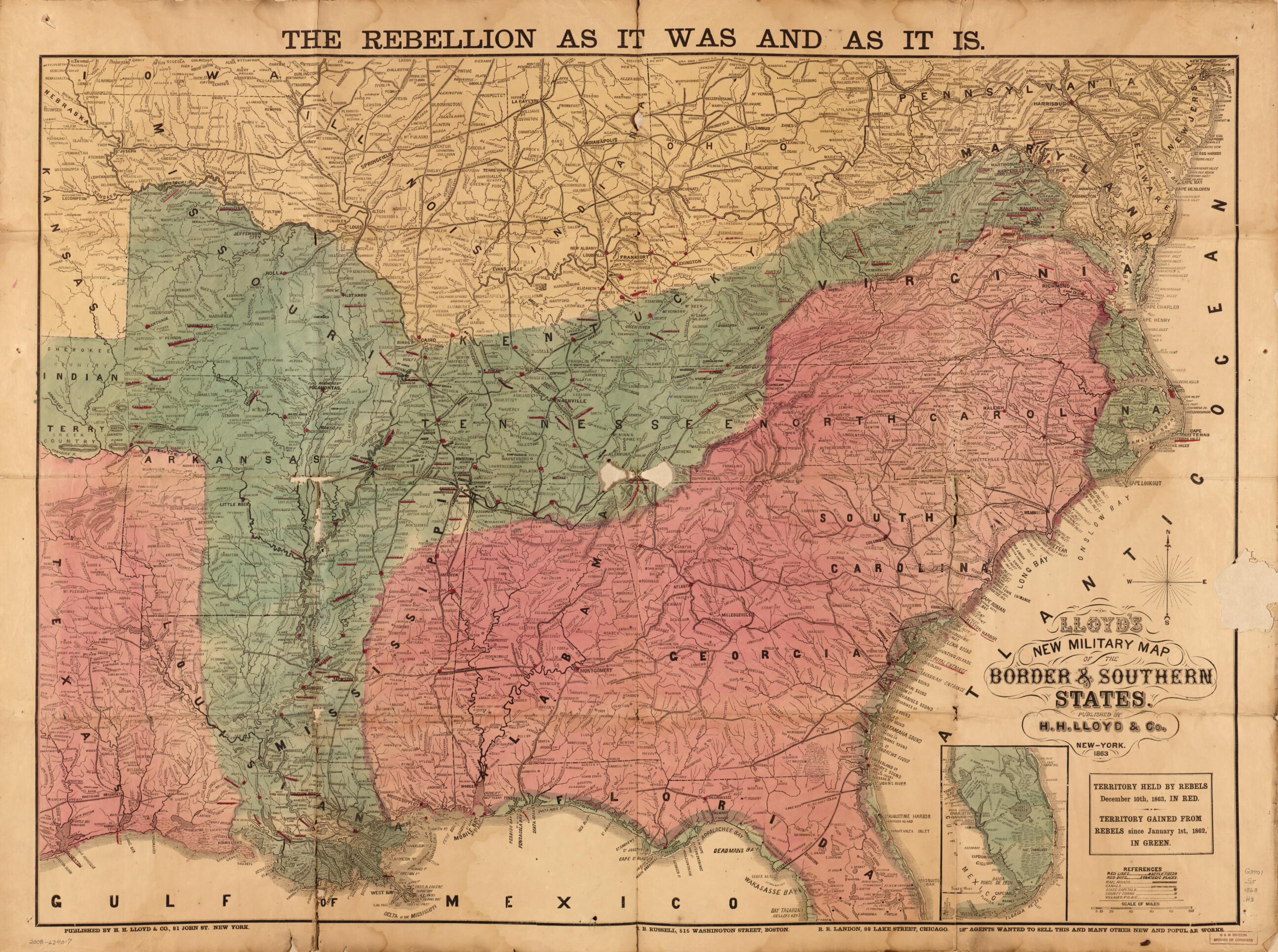 Lloyd's New Military Map of the Border & Southern States. (Rebellion As ...