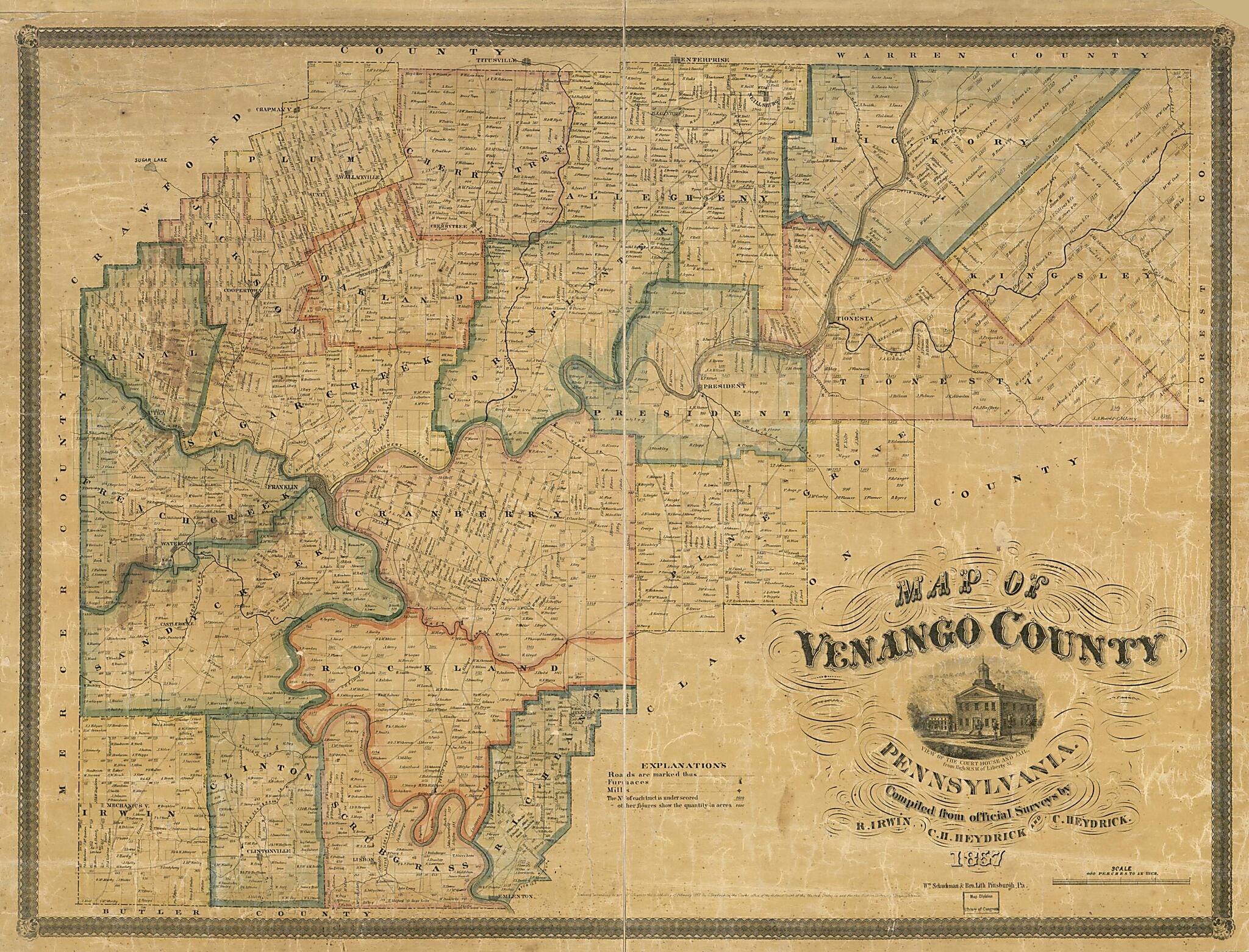 Old Map of Forest County, Pennsylvania, Venango County [1857] Map of ...