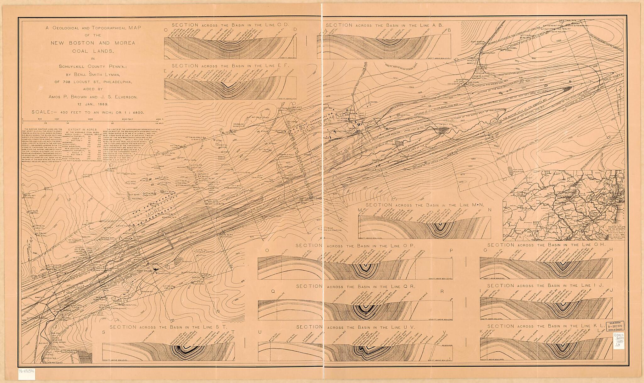 Old Map of Pennsylvania, Schuylkill County [1889] A Geological and ...