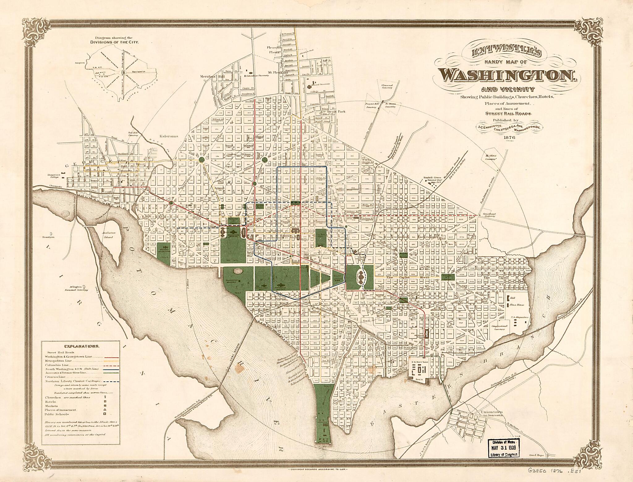 Old Map of District of Columbia, Washington, Washington D.C. [1876 ...