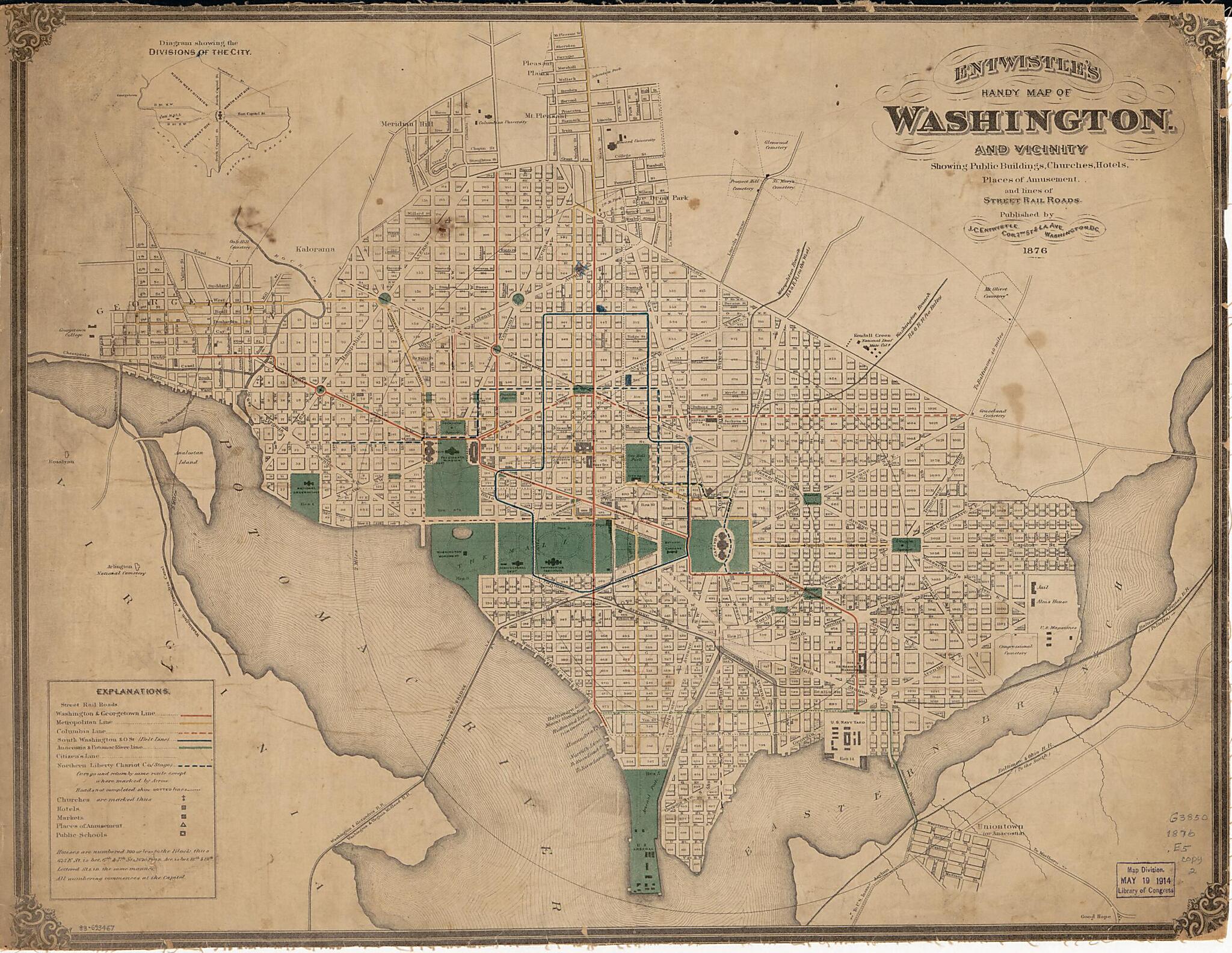 Old Map of District of Columbia, Washington, Washington D.C. [1876 ...