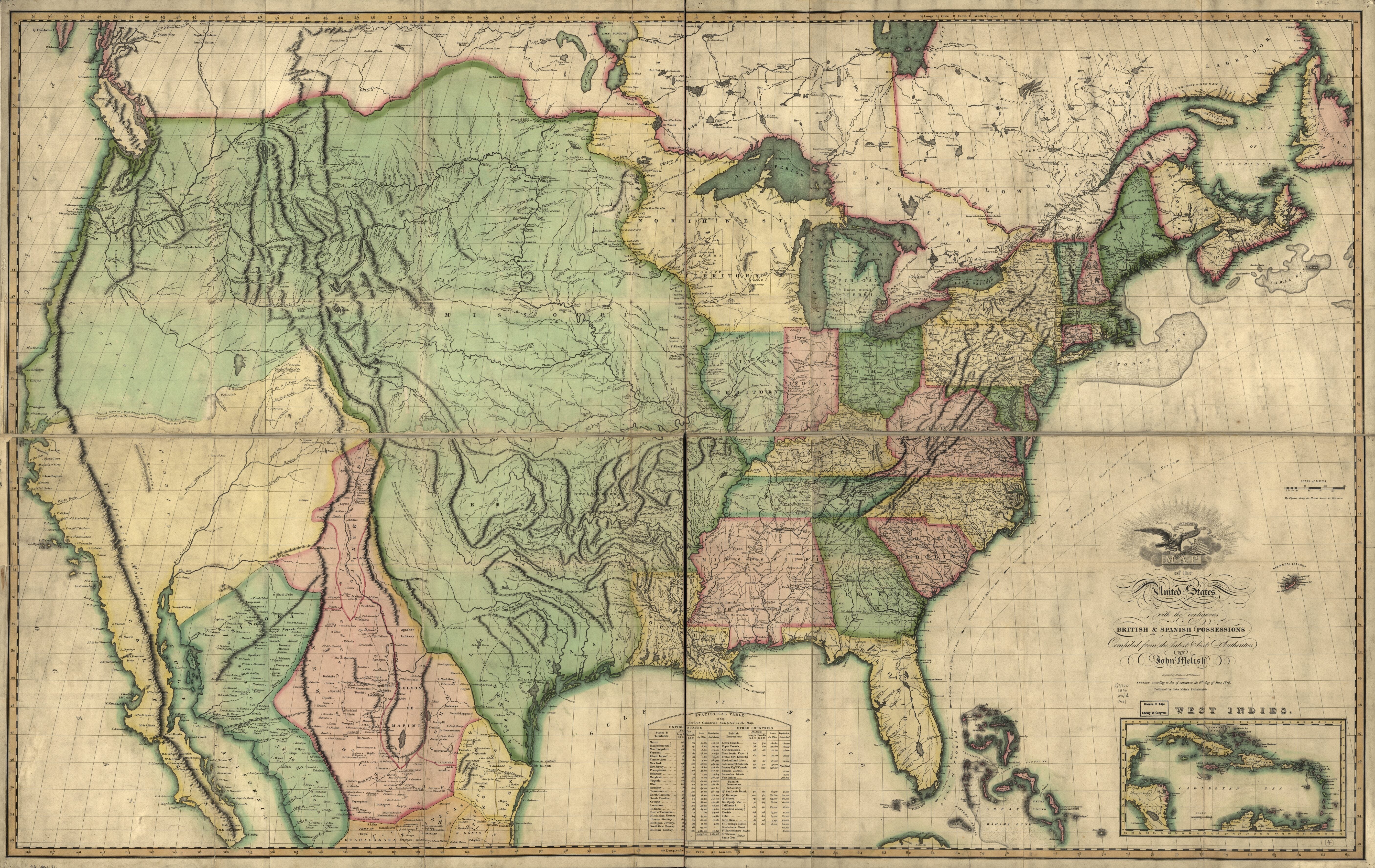 Map of the United States of America : With the Contiguous British and ...