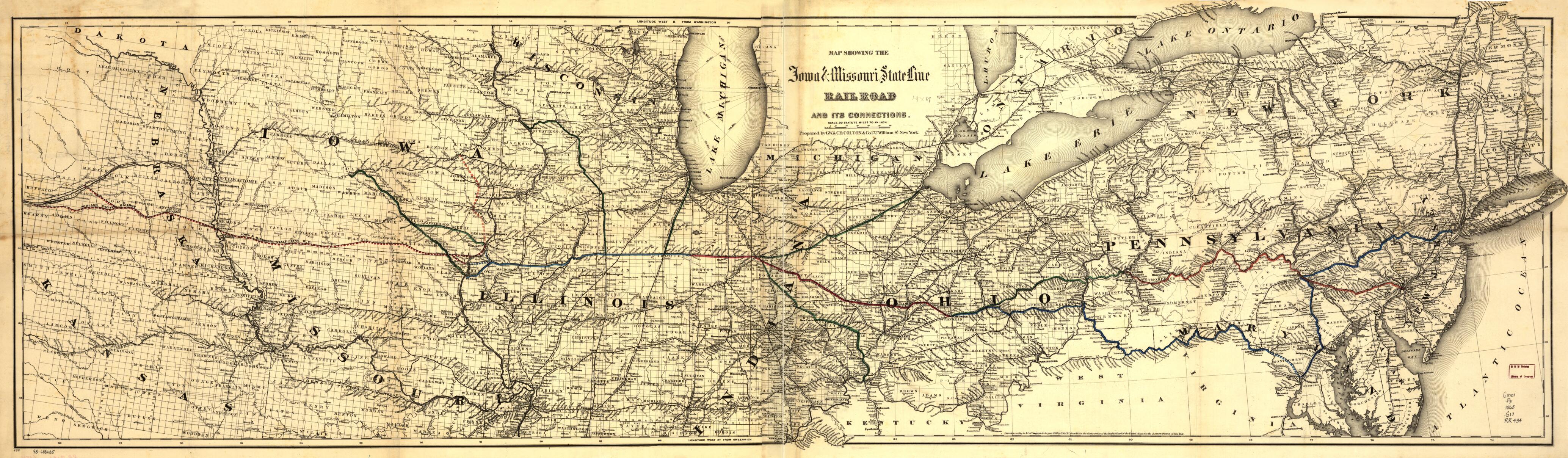 Map Showing the Iowa & Missouri State Line Railroad and Its Connections ...