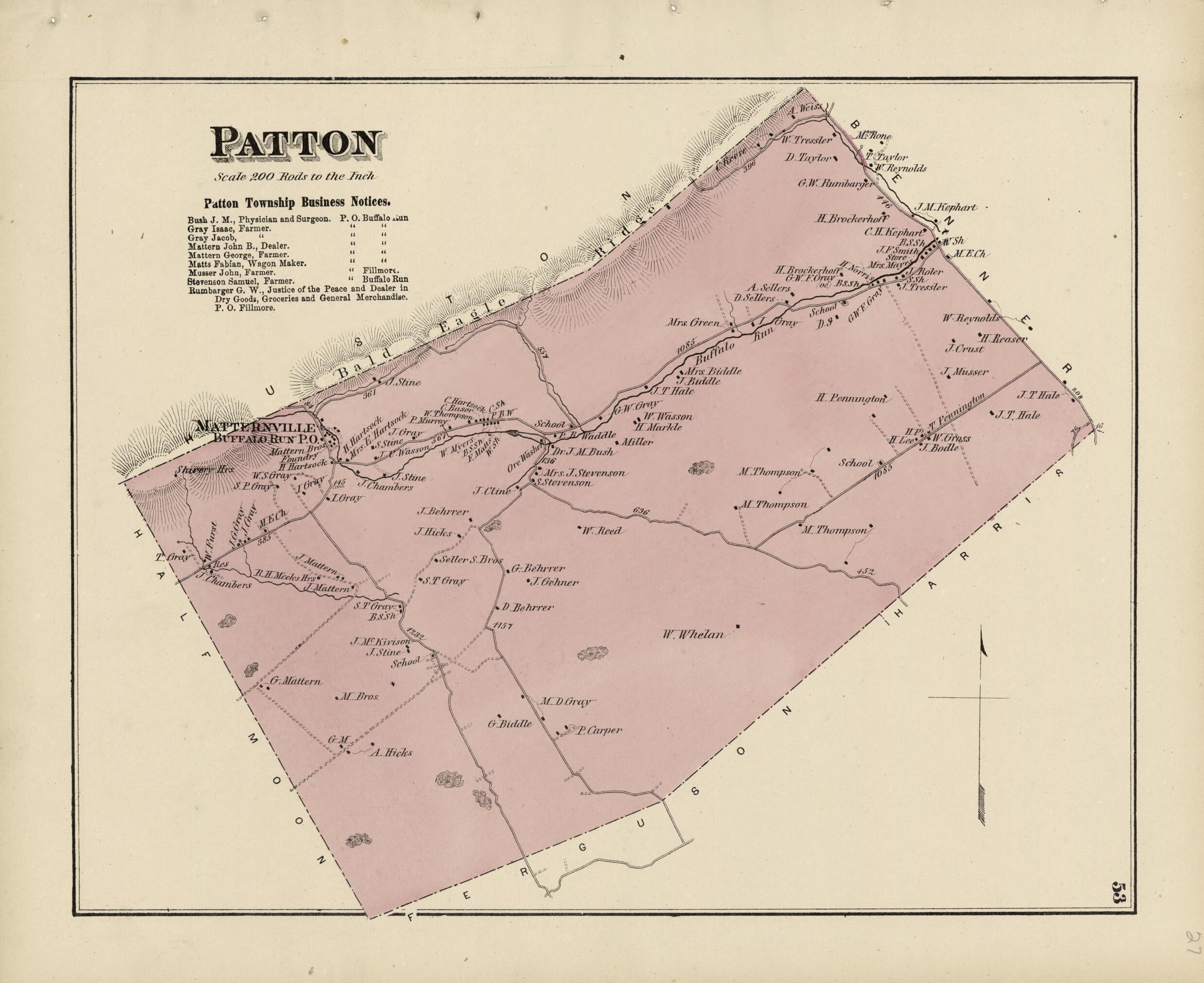 Patton from Atlas of Centre County, Pennsylvania from 1874 Old Map ...
