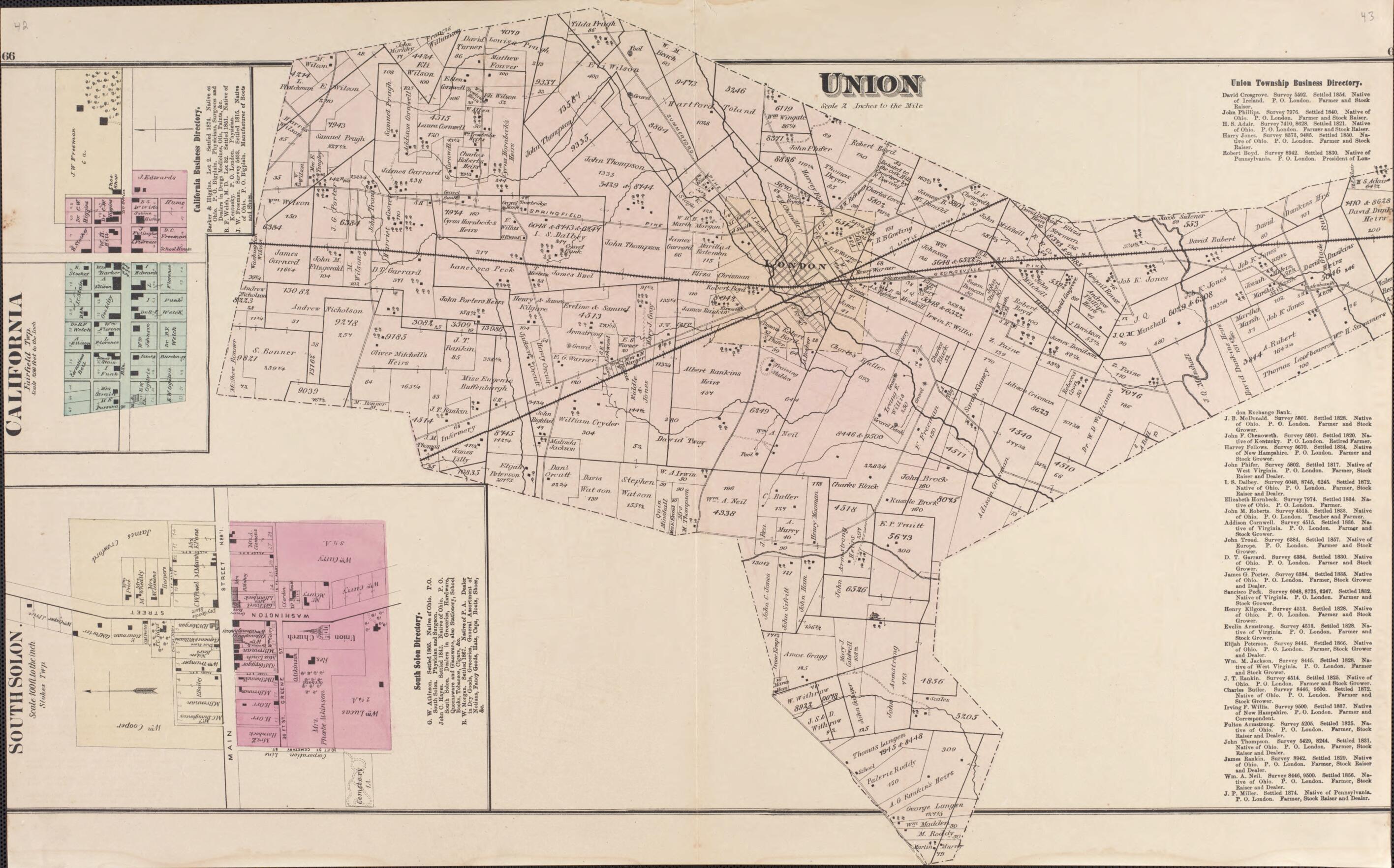 Union, California, South Solon from Caldwell's Atlas of Madison County ...
