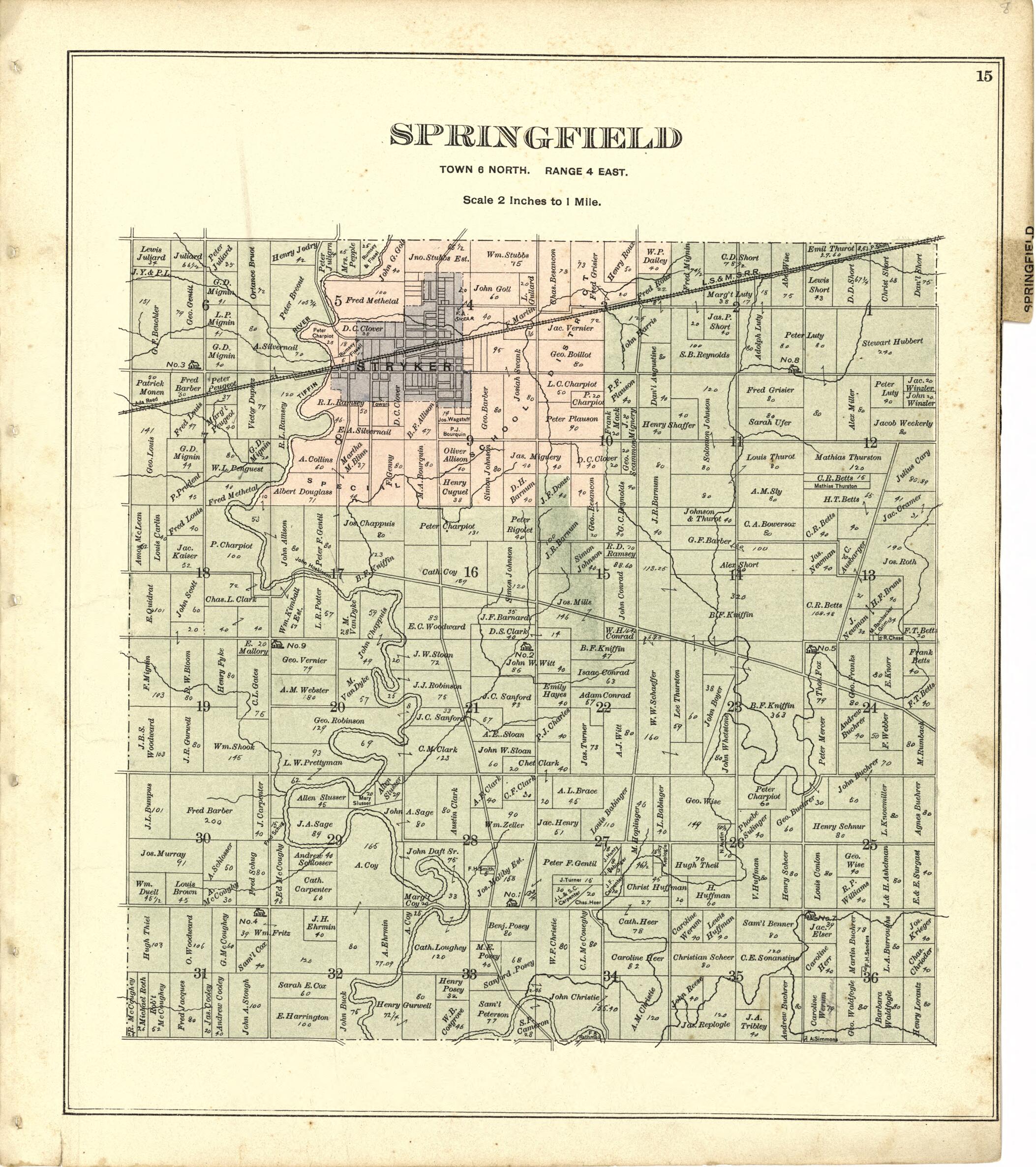 Springfield from Atlas of Williams County, Ohio from 1894 Old Map Print ...