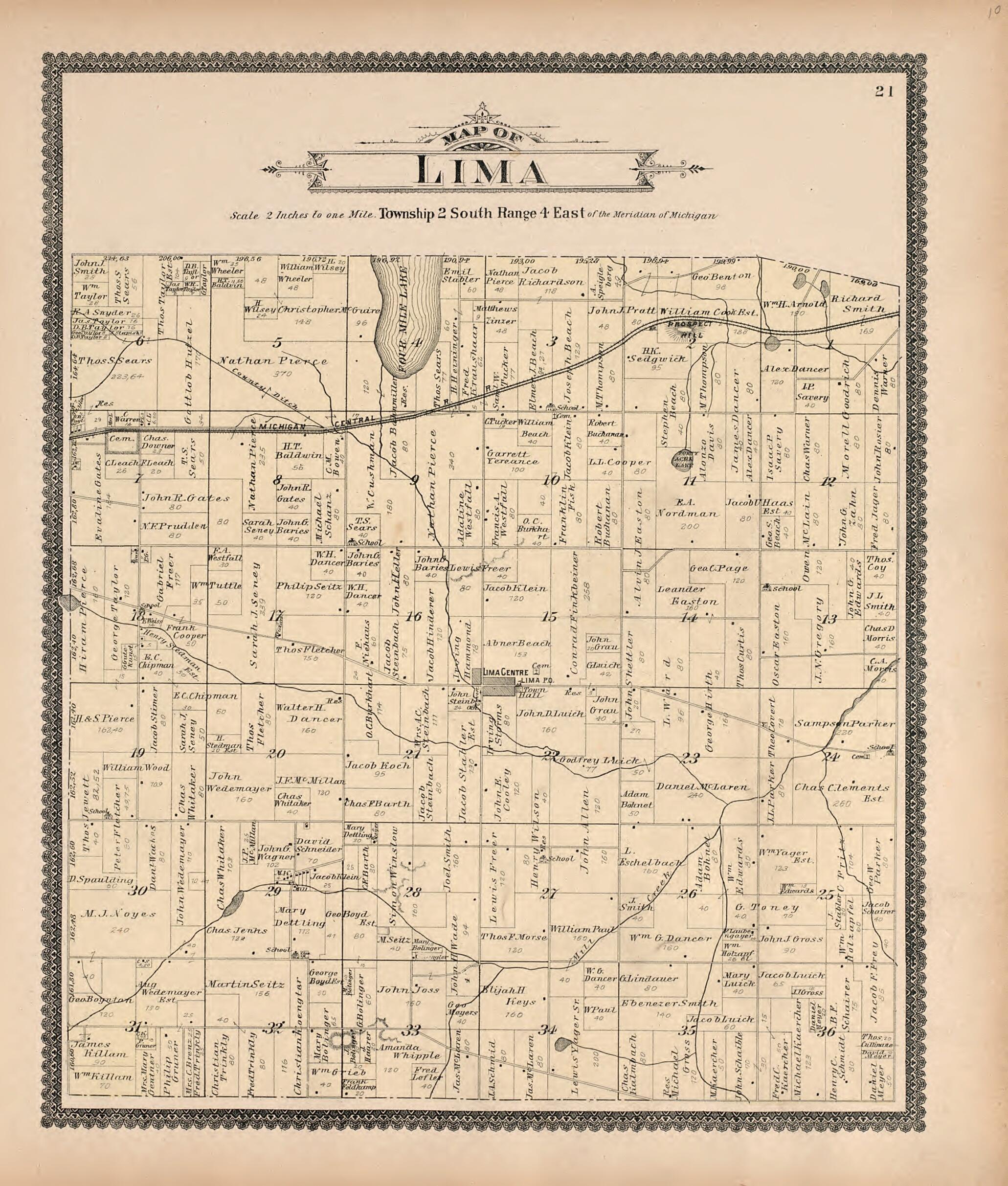Map of Lima from Standard Atlas of Washtenaw County, Michigan from 1895 ... Map of Lima from Standard Atlas of Washtenaw County, Michigan from 1895 ...
