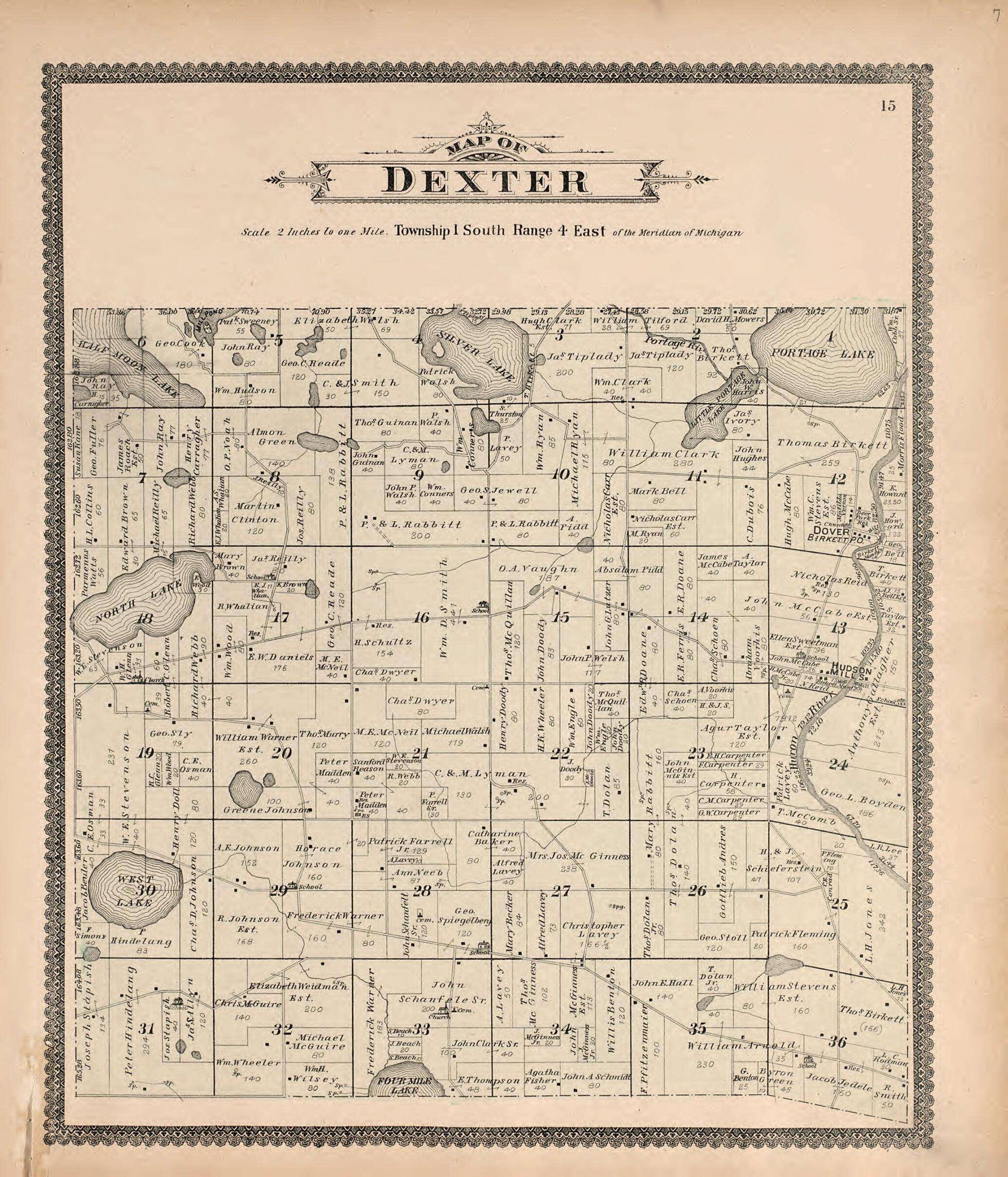 Map of Dexter from Standard Atlas of Washtenaw County, Michigan from ...
