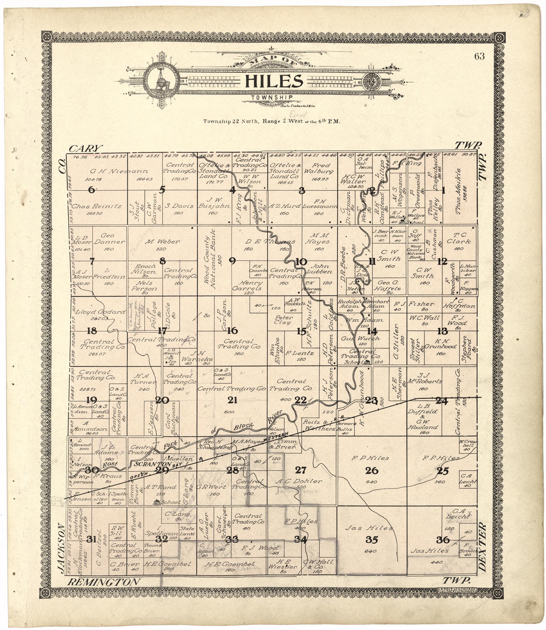 Map of Hiles Township from Standard Atlas of Wood County, Wisconsin ...